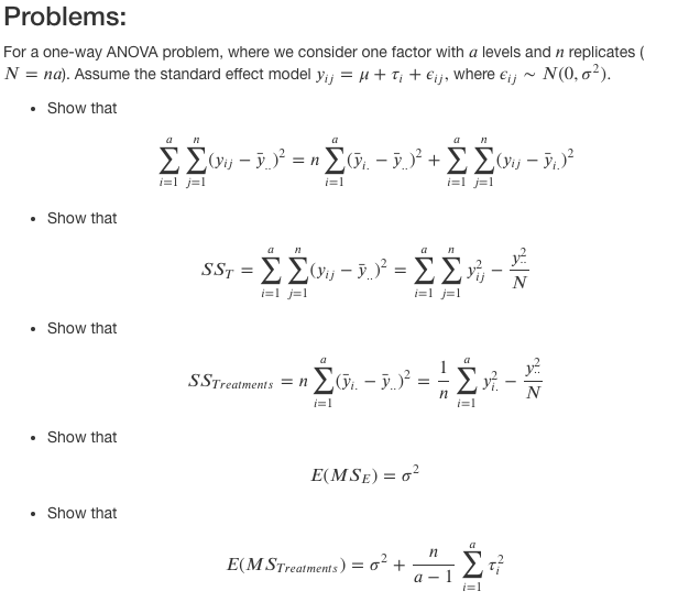 Solved For a one-way ANOVA problem, where we consider one | Chegg.com