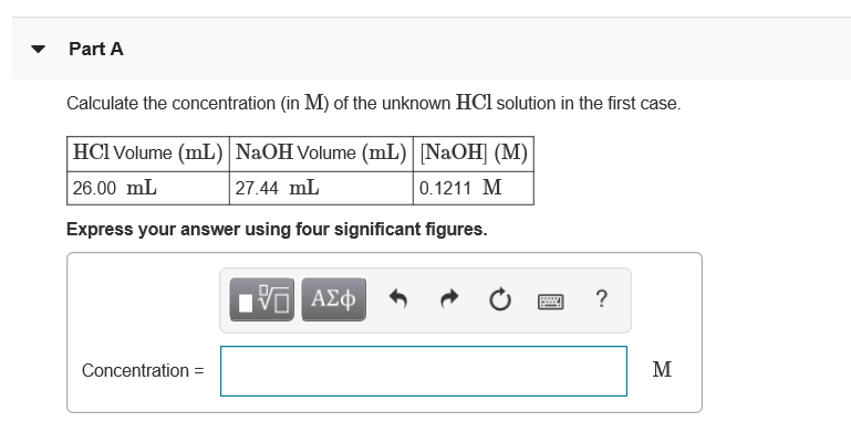 Solved Four solutions of unknown HCl concentration are | Chegg.com
