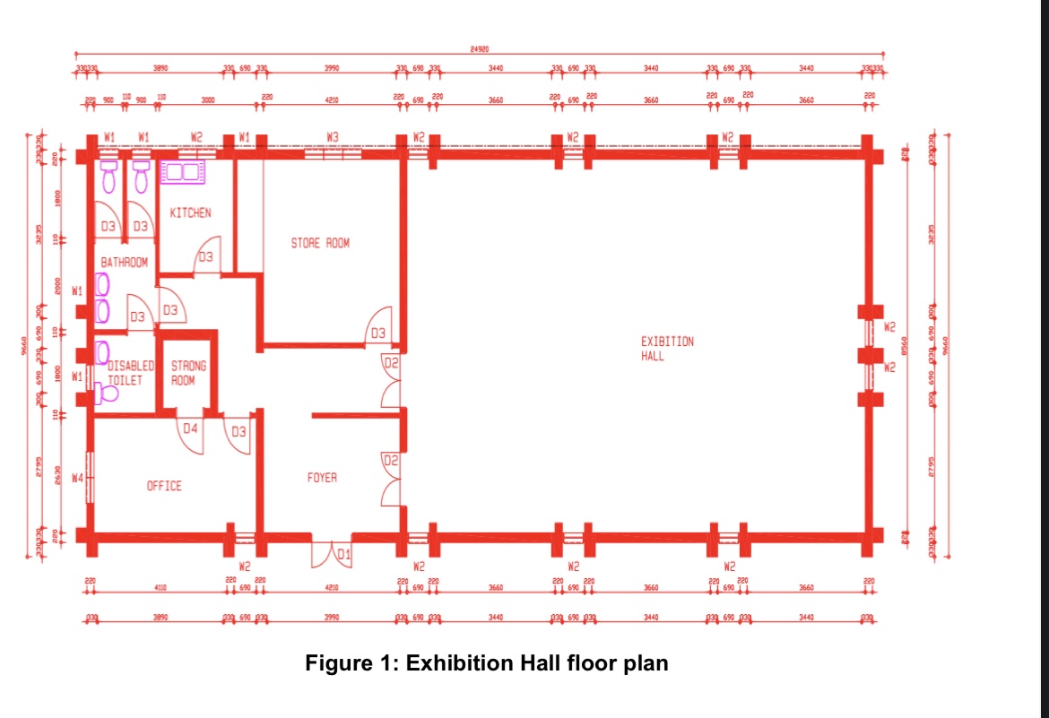 Solved Use the figure 1 floor plan to draw the following | Chegg.com