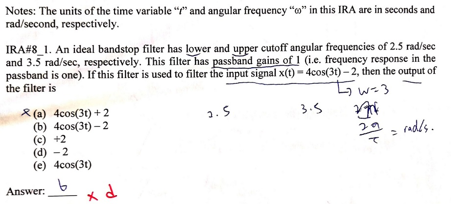 Solved Notes: The units of the time variable rad/second, | Chegg.com