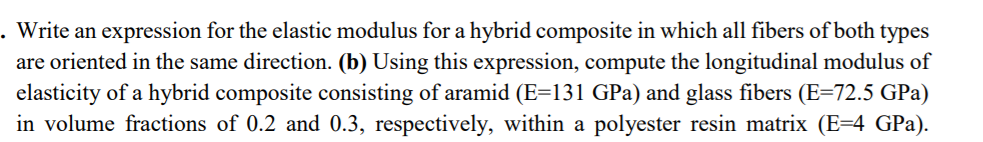 Solved Write an expression for the elastic modulus for a | Chegg.com