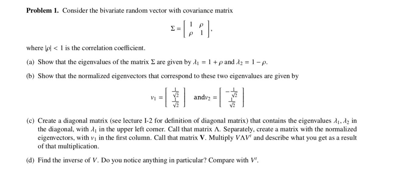 Solved Problem 1. Consider the bivariate random vector with | Chegg.com