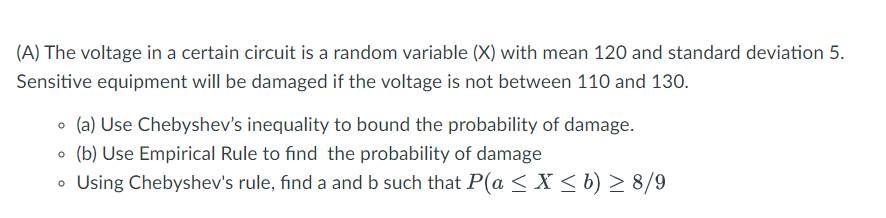 Solved (A) The voltage in a certain circuit is a random | Chegg.com