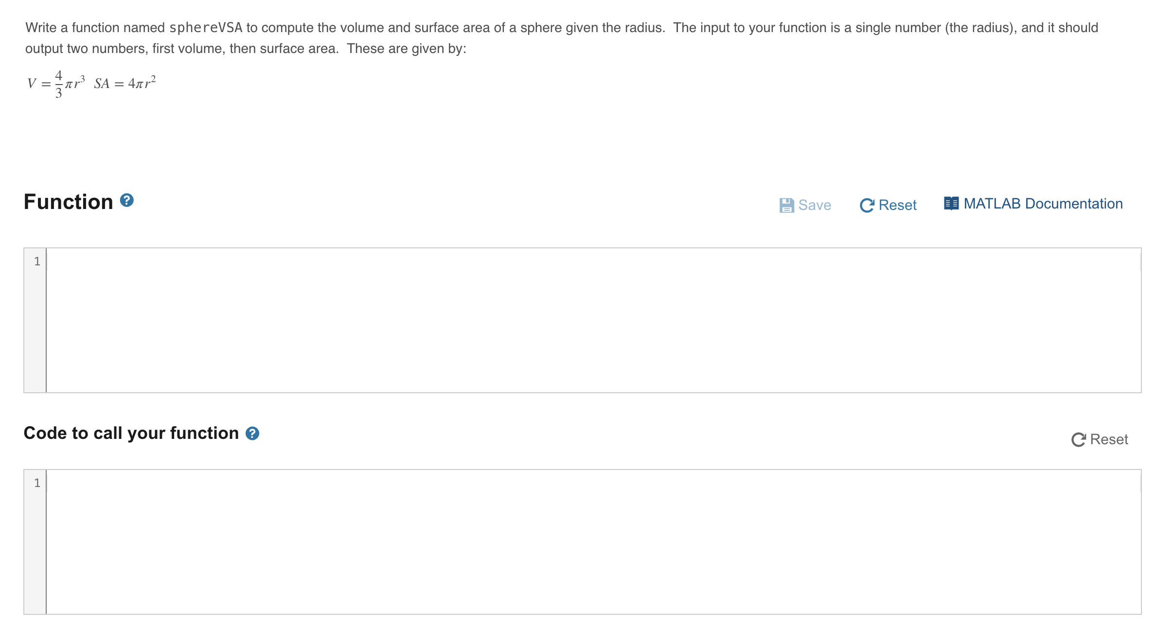 Solved Write a function named sphereVSAto compute the volume | Chegg.com