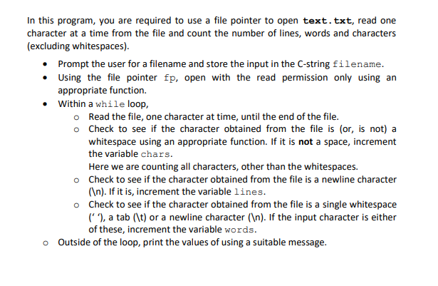 Solved A. File I/O using C library functions File I/O in C | Chegg.com