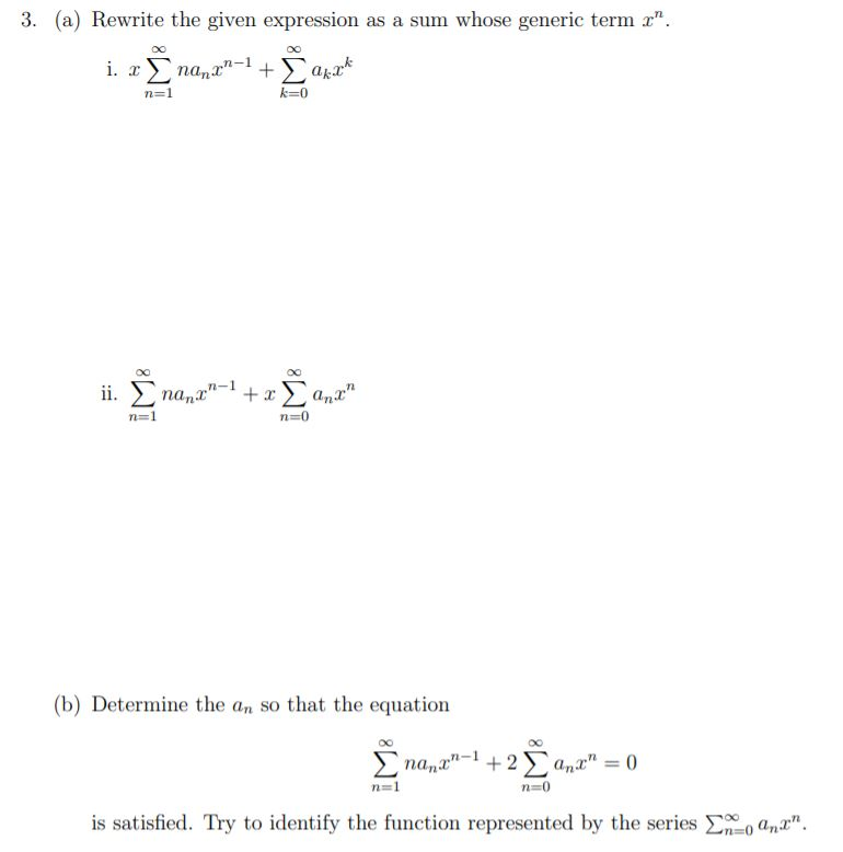 Solved 3. (a) Rewrite the given expression as a sum whose | Chegg.com