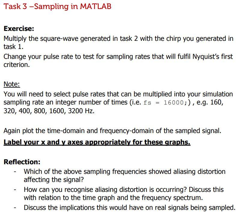 Solved Task 1 - ldentifying the Nyquist Rate for Signals | Chegg.com