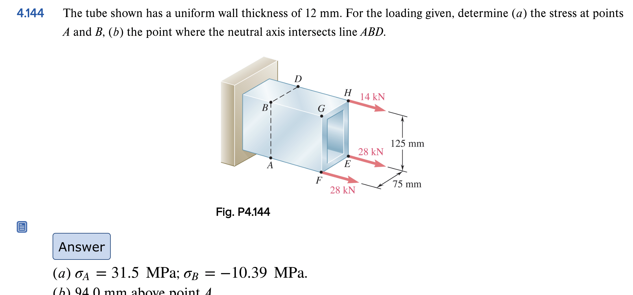 Solved 4.144 The tube shown has a uniform wall thickness of | Chegg.com