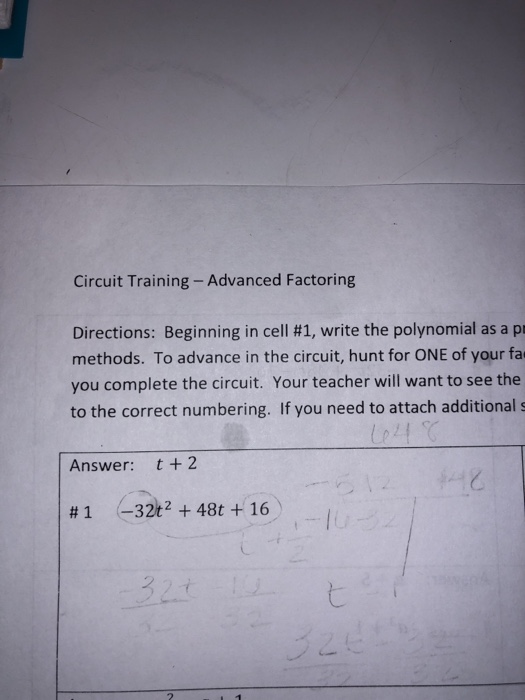 Solved Circuit Training -Advanced Factoring Directions: | Chegg.com