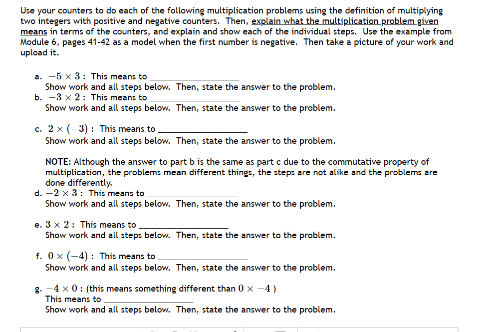 Solved Use your counters to do each of the following | Chegg.com