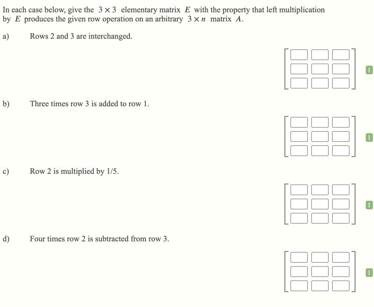 Solved In each case below, give the 3 x 3 elementary matrix | Chegg.com