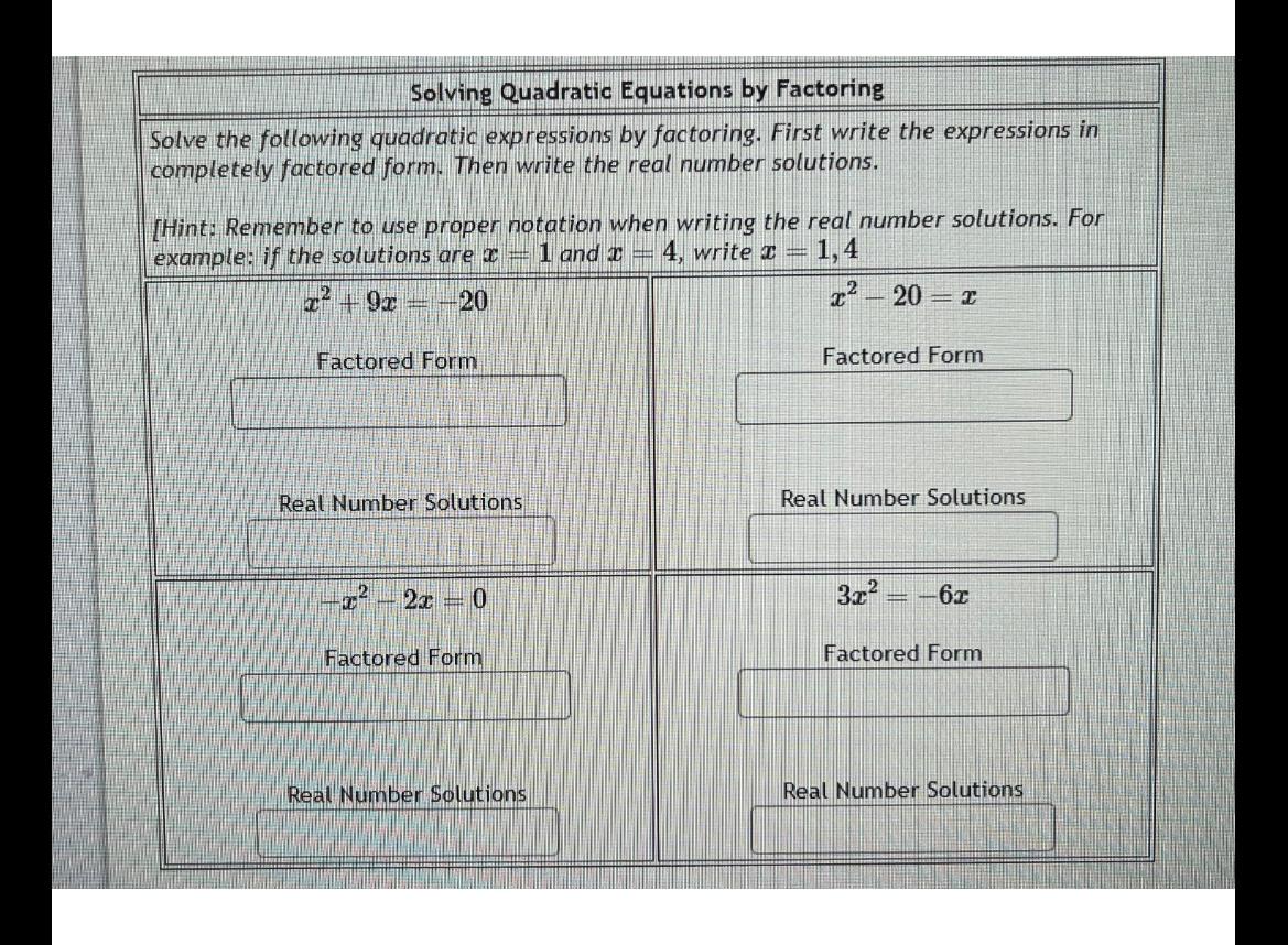 Solved Solving Quadratic Equations by Factoring Solve the | Chegg.com