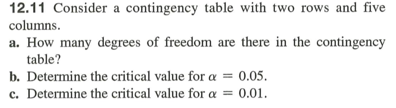 Solved 12.11 Consider a contingency table with two rows and | Chegg.com