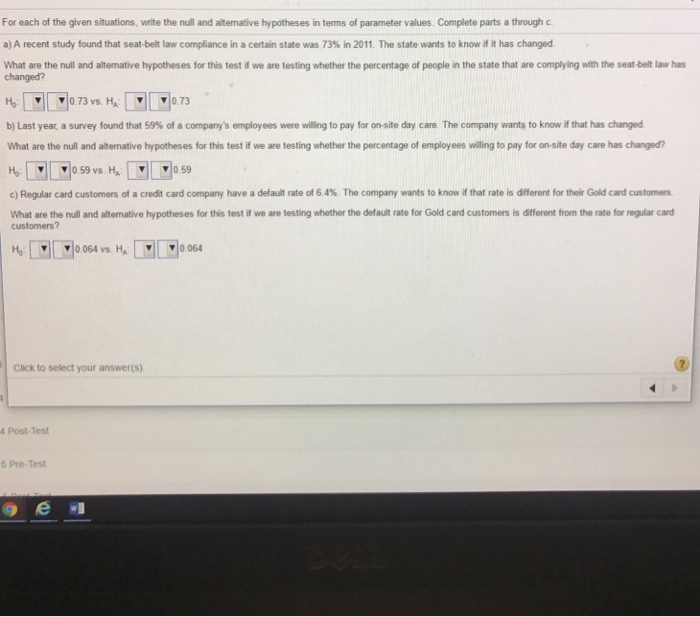 Solved For each of the given situations, write the null and | Chegg.com