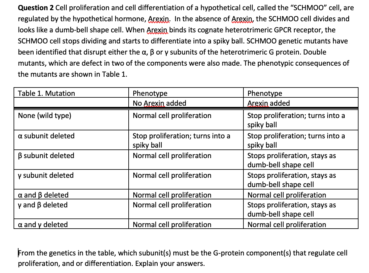 Solved Question 2 Cell proliferation and cell | Chegg.com