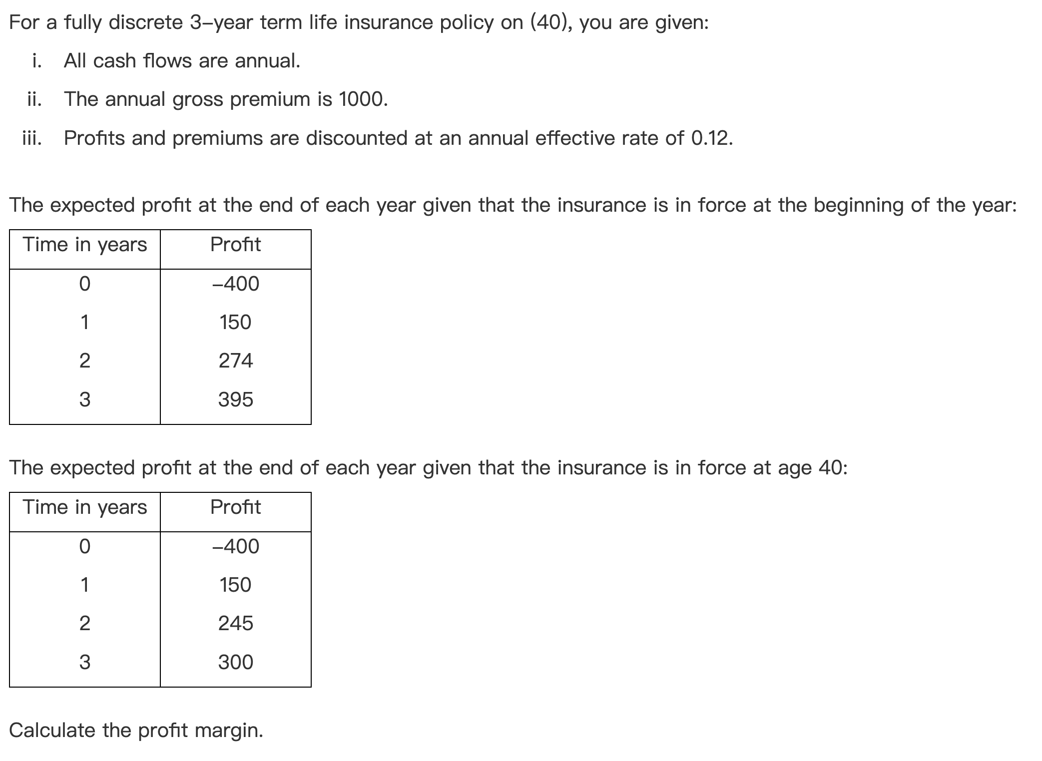 Solved For a fully discrete 3-year term life insurance | Chegg.com