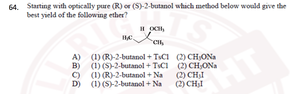 Solved Starting with optically pure (R) or (S)-2-butanol | Chegg.com