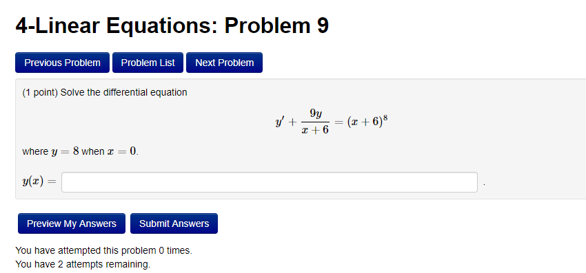Solved 4-Linear Equations: Problem 9 Previous Problem | Chegg.com