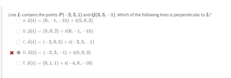 Solved Line L contains the points P(−2,3,1) and Q(3,3,−1). | Chegg.com