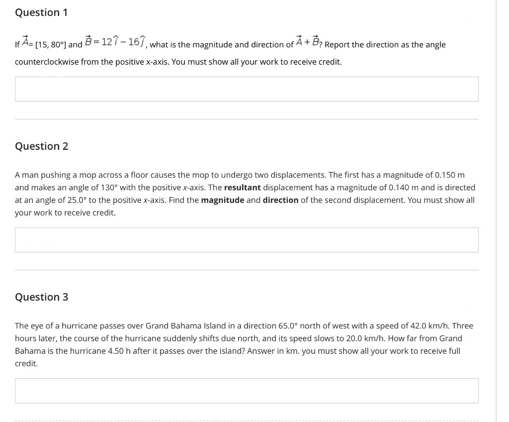 Solved Question 1 If A= (15,80°) and B = 12î - 169, what is | Chegg.com