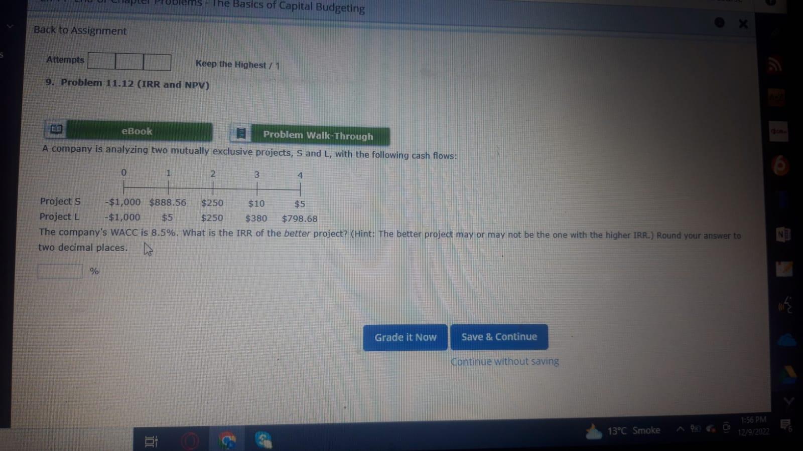 Solved 9. Problem 11.12 (IRR and NPV) A company is analyzing | Chegg.com