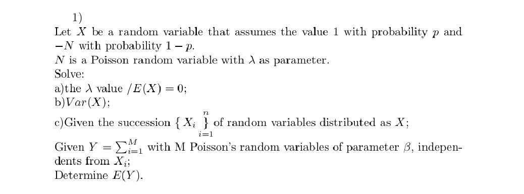 1) Let X be a random variable that assumes the value | Chegg.com