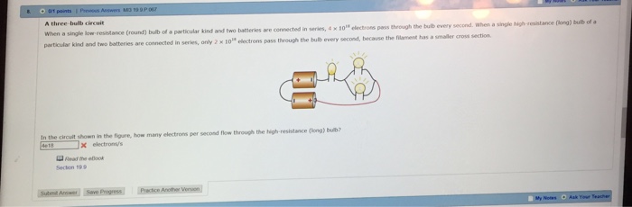 Solved When a low resistance (round) bulb of a particular | Chegg.com