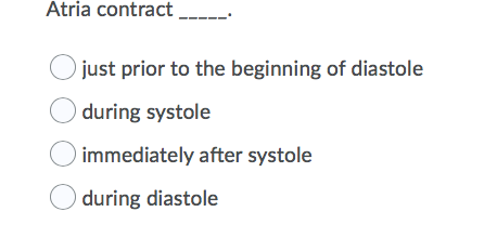 Solved Atria contract ----- O just prior to the beginning of | Chegg.com