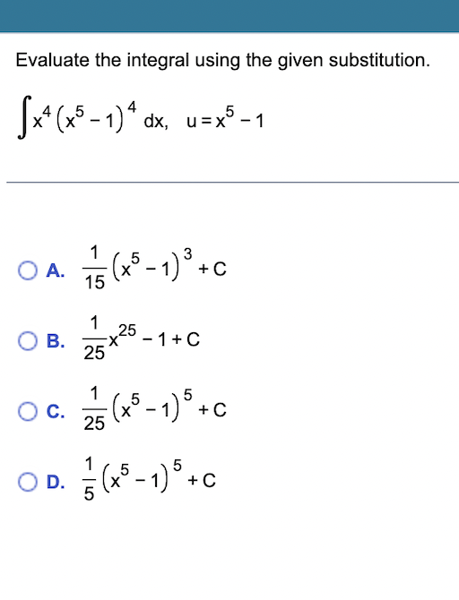 Solved Find the indefinite integral. ∫(4x−1)−7dx | Chegg.com