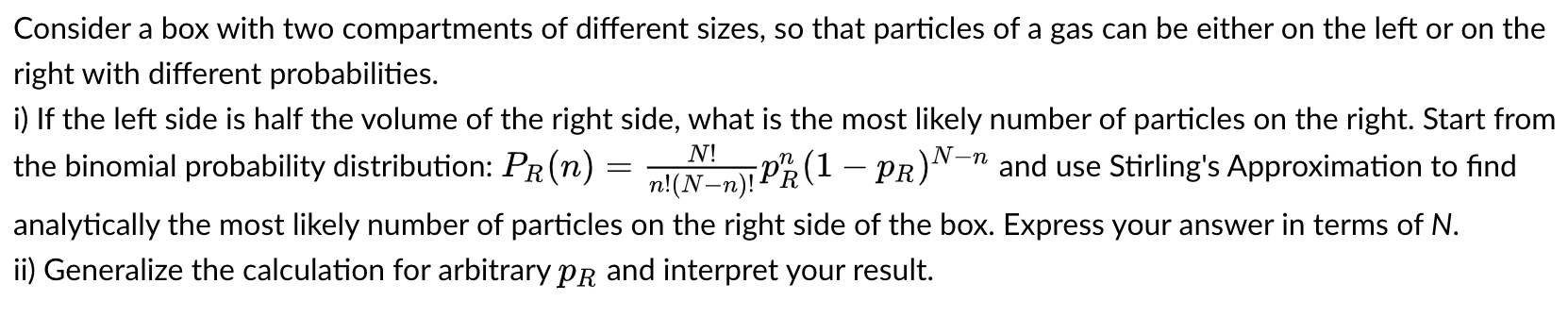 Solved Consider a box with two compartments of different | Chegg.com