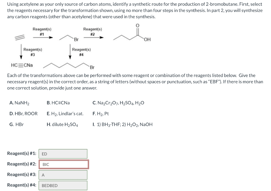 Solved I need help with reagent 2. I have tried BIC and just | Chegg.com