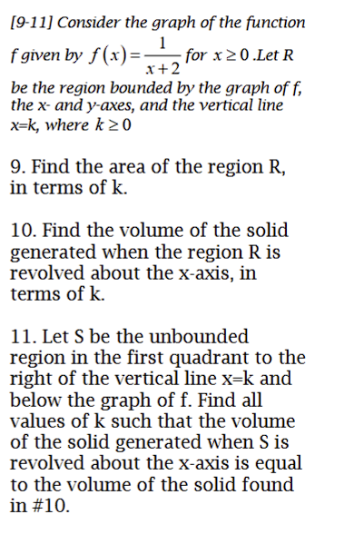 Solved [9-11] ﻿Consider the graph of the function f given by | Chegg.com