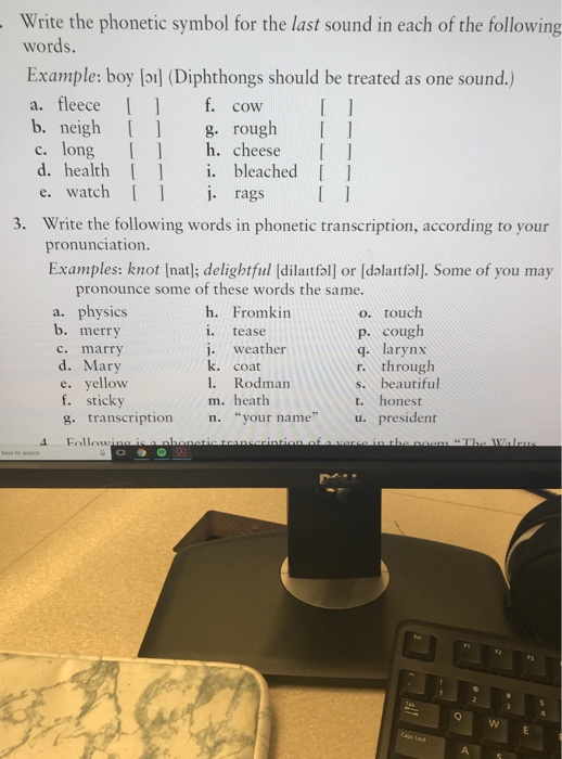 Solved Write the phonetic symbol for the last sound in each | Chegg.com