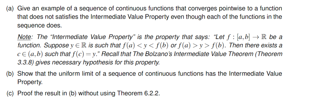 Solved (a) Give an example of a sequence of continuous | Chegg.com