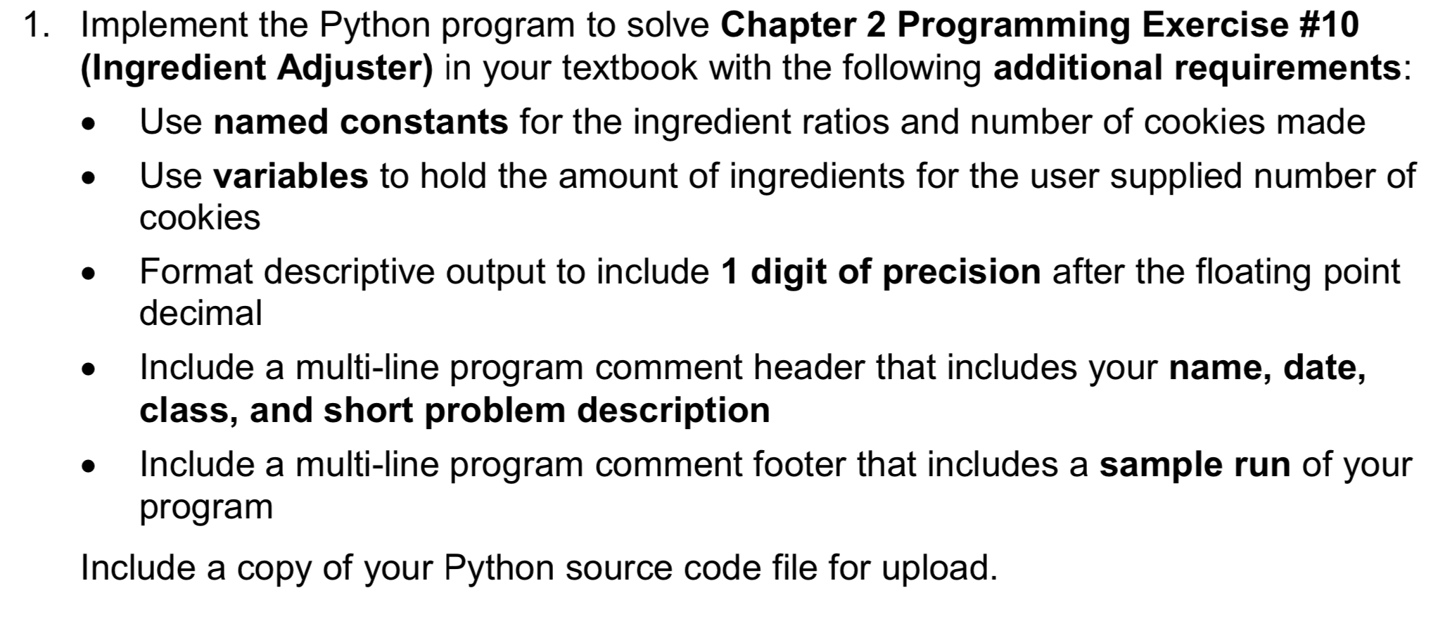 Programming exercise #10 - Ingredient Adjuster A | Chegg.com