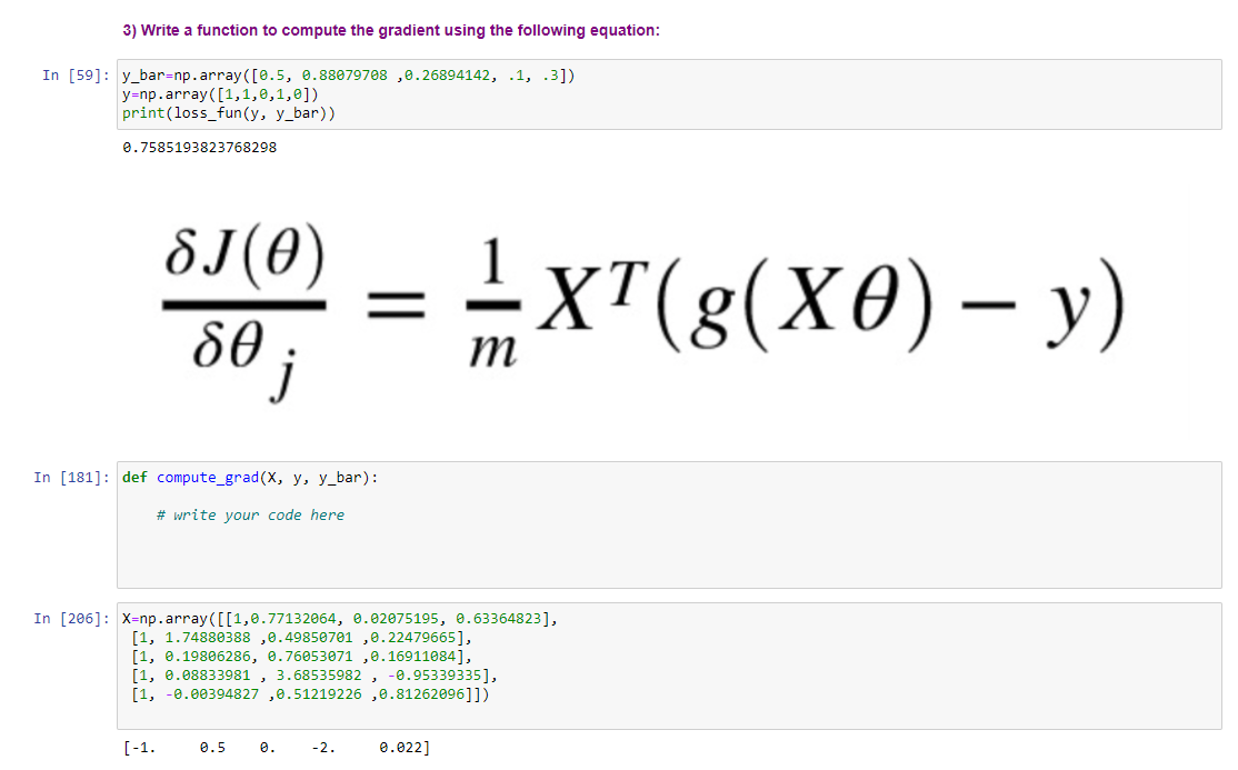 Solved 3) Write a function to compute the gradient using the | Chegg.com
