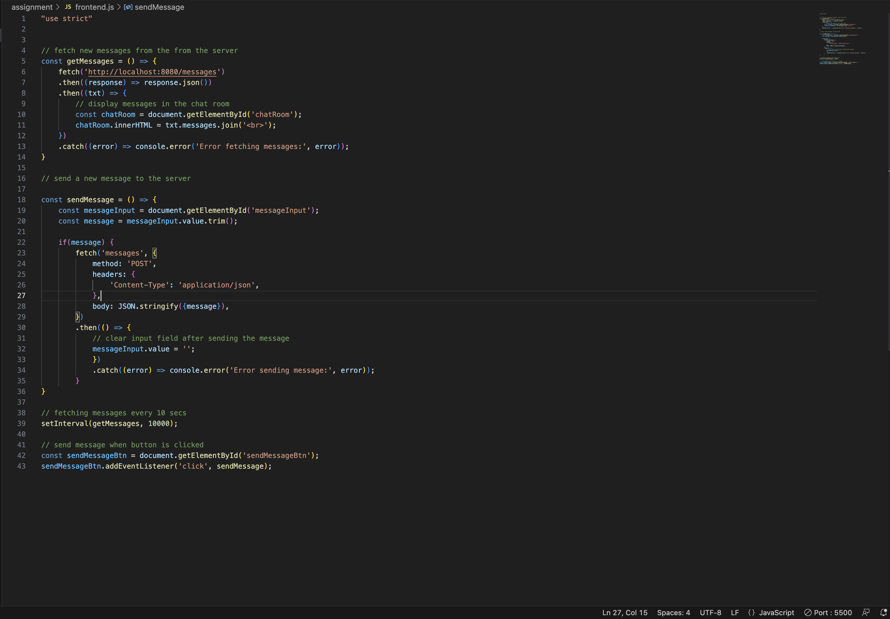 Solved Create a chat application using Node and Fetch API | Chegg.com