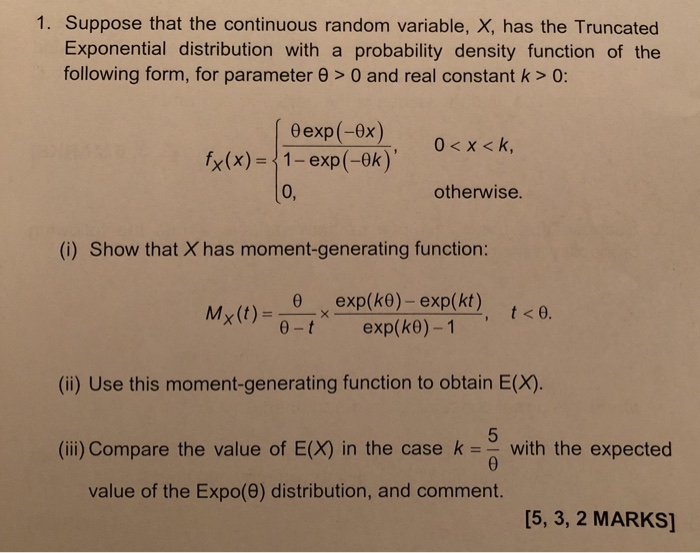 Solved 1. Suppose that the continuous random variable, X, | Chegg.com