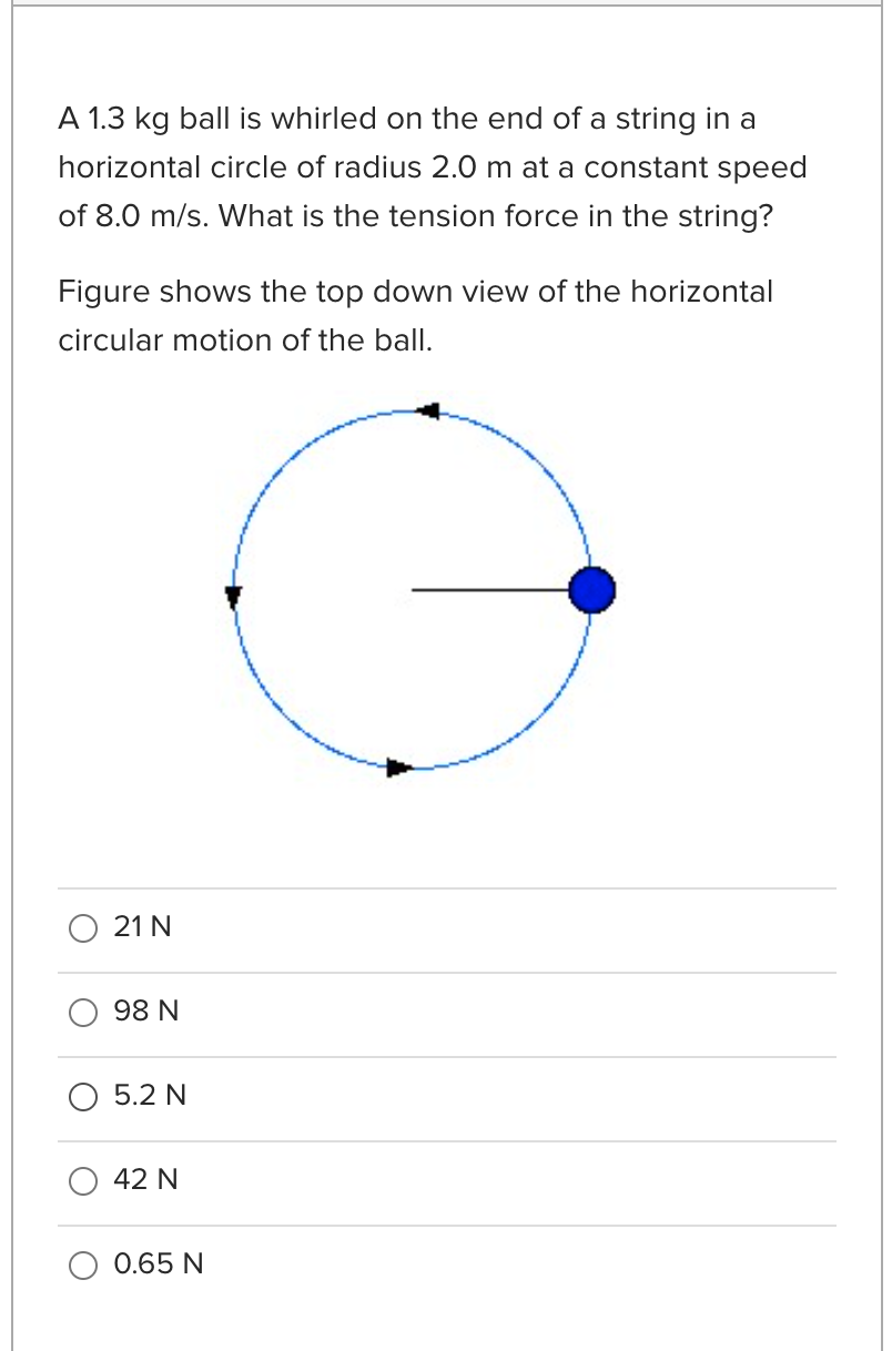 Solved A 1.3 kg ball is whirled on the end of a string in a | Chegg.com