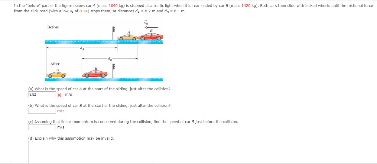 Solved In the "before" part of the figure below, car A (mass | Chegg.com
