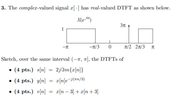 Solved 3. The complex-valued signal x[⋅] has real-valued | Chegg.com