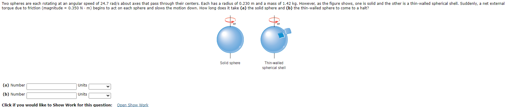 Solved Two spheres are each rotating at an angular speed of | Chegg.com