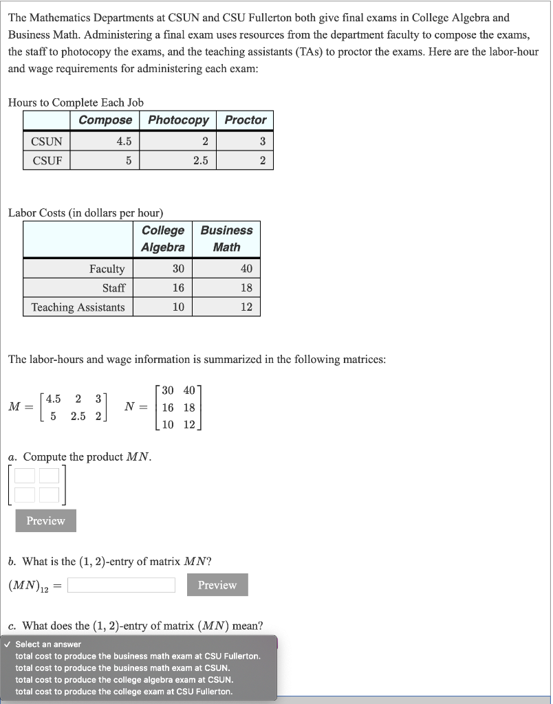 Solved The Mathematics Departments at CSUN and CSU Fullerton | Chegg.com