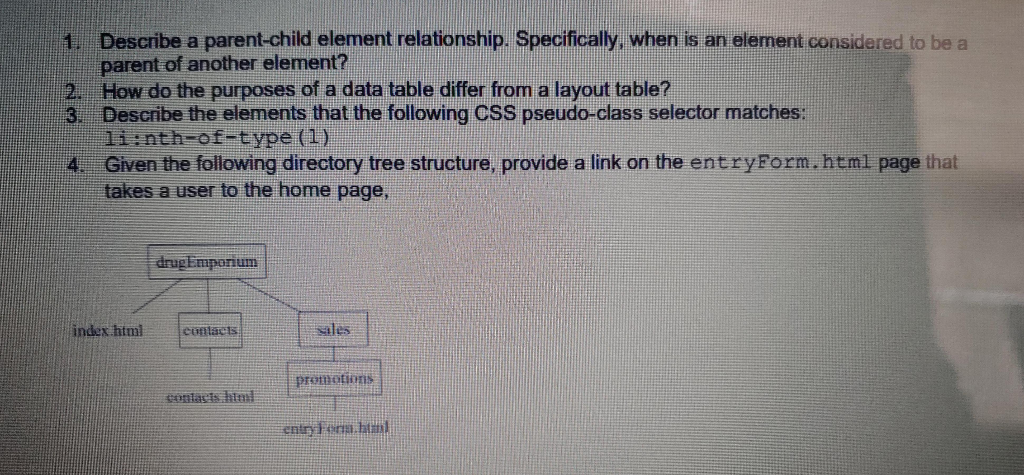 1. Describe a parent-child element relationship. | Chegg.com