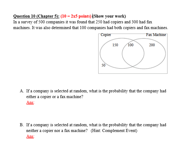 Solved Question 10 (Chapter 5): (10 = 2x5 points) Show your | Chegg.com