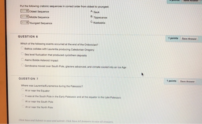 Solved Put the following cratonic sequences in correct order | Chegg.com
