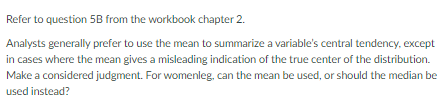 Refer to question 5B from the workbook chapter 2 . | Chegg.com