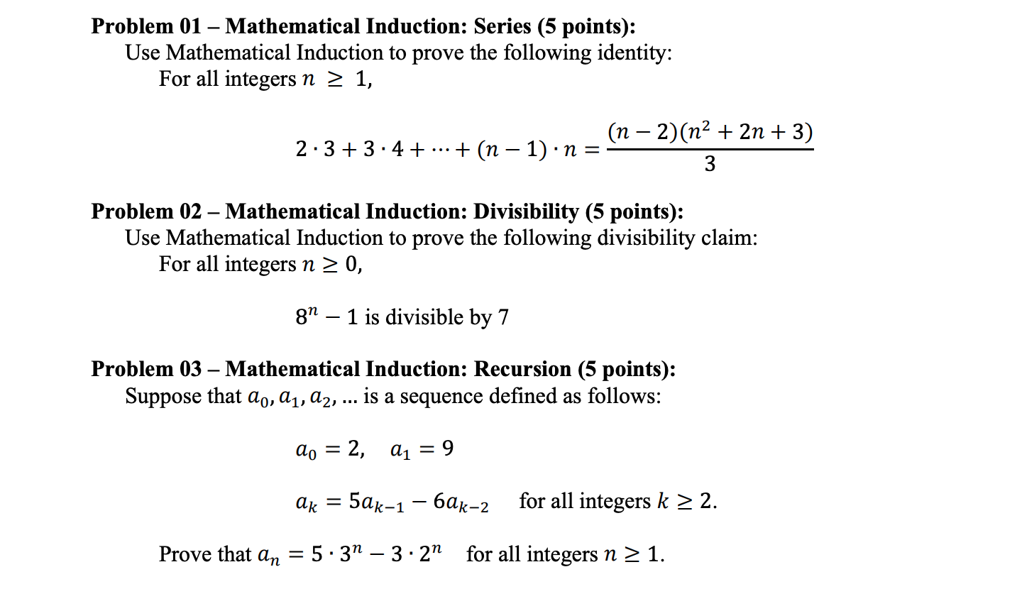 Solved Problem 01 – Mathematical Induction: Series (5 | Chegg.com