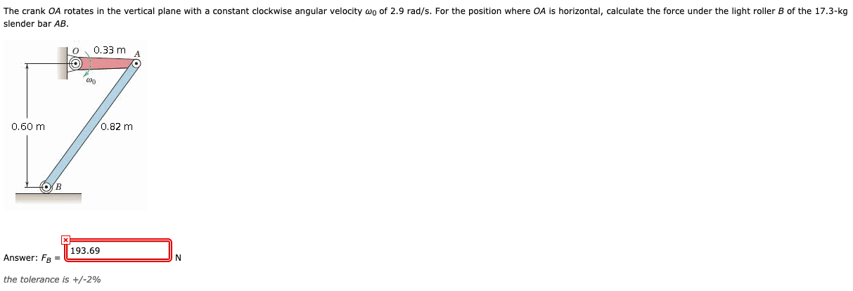 Solved The crank OA rotates in the vertical plane with a | Chegg.com