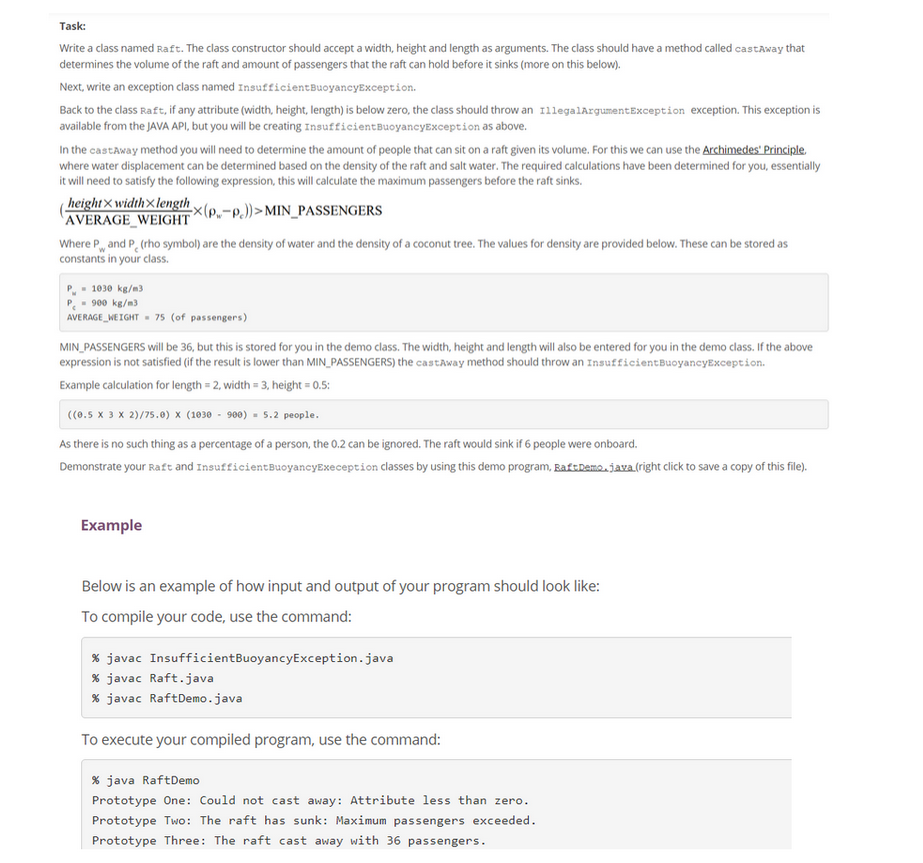 Solved Java Programing Demo Program Demo class for Raft | Chegg.com